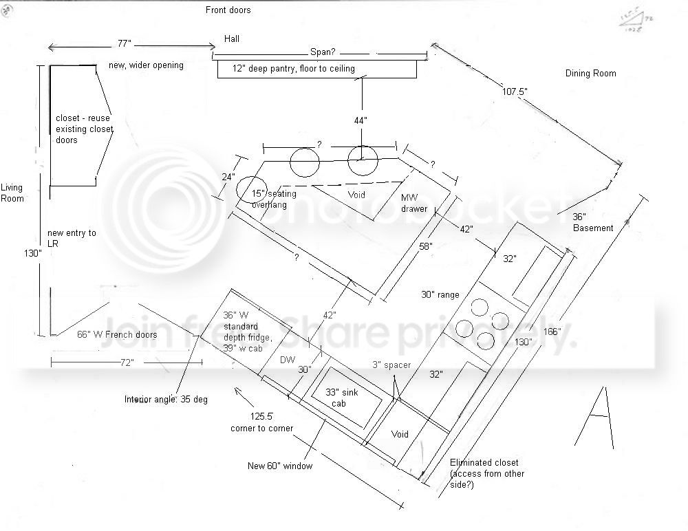 Layout needed for odd shaped kitchen